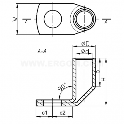 Tubular angle cable lugs, K90D type